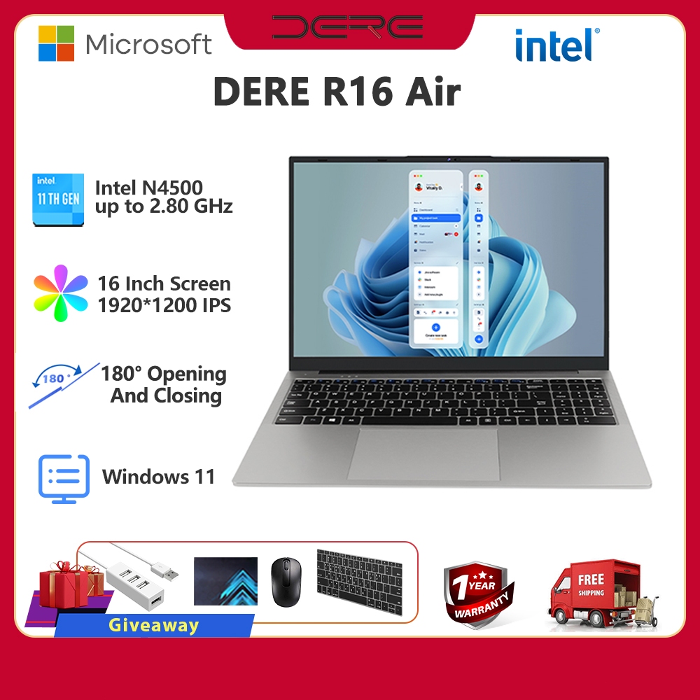 Dere R16 AIR แล็ปท็อป 16 นิ้ว FHD IPS หน้าจอ 12GB DDR4 RAM 512GB SSD ...