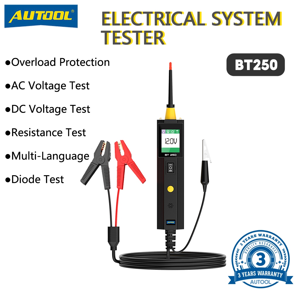 AUTOOL BT250 Auto 6V 12V 24V AC DC รถ เครื่องทดสอบวงจรแรงดันไฟสำหรับ ...