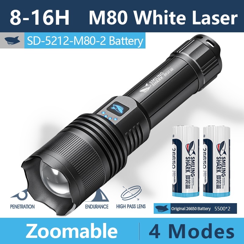 Smiling Shark SD5212 ไฟฉาย Led M80 8400LM 26650 Type C ซูมได้ กันน้ํา สําหรับตั้งแคมป์ เดินป่า ...