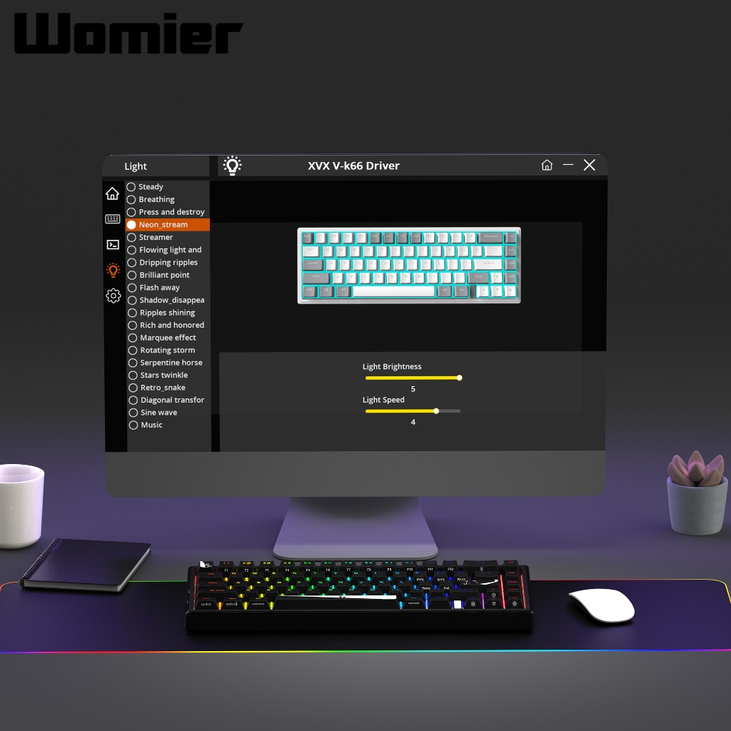 Womier คีย์บอร์ดเมคคานิคอล 60% V-K66 ผ่านปุ่มกด สีแดง สําหรับ ...