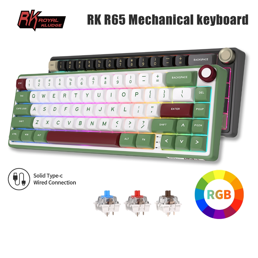 Rk ROYAL KLUDGE RK R65 ปะเก็นคีย์บอร์ดเมคคานิคอล RGB ขนาด 60% | Shopee ...