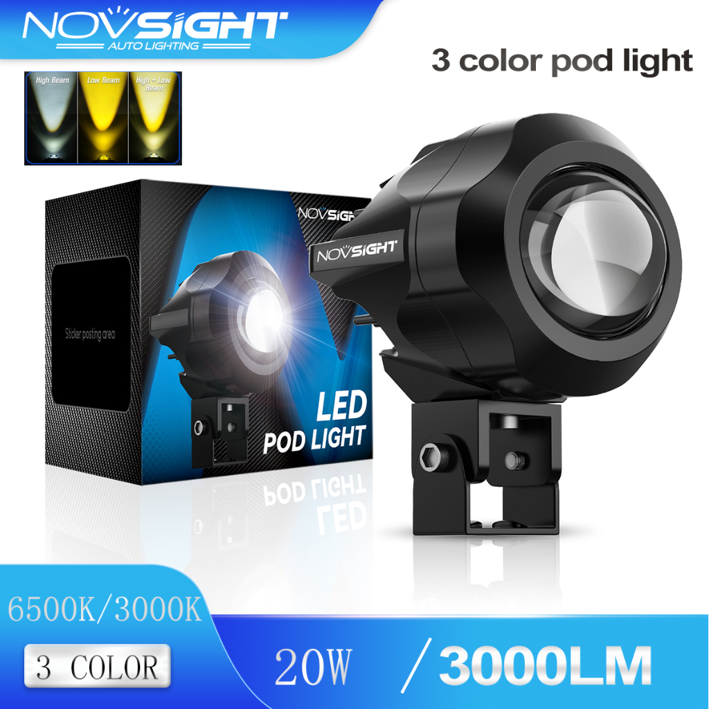 Novsight 3 สี 2.5 นิ้วรถจักรยานยนต์ LED Off-road รอบ Light Pod light ...