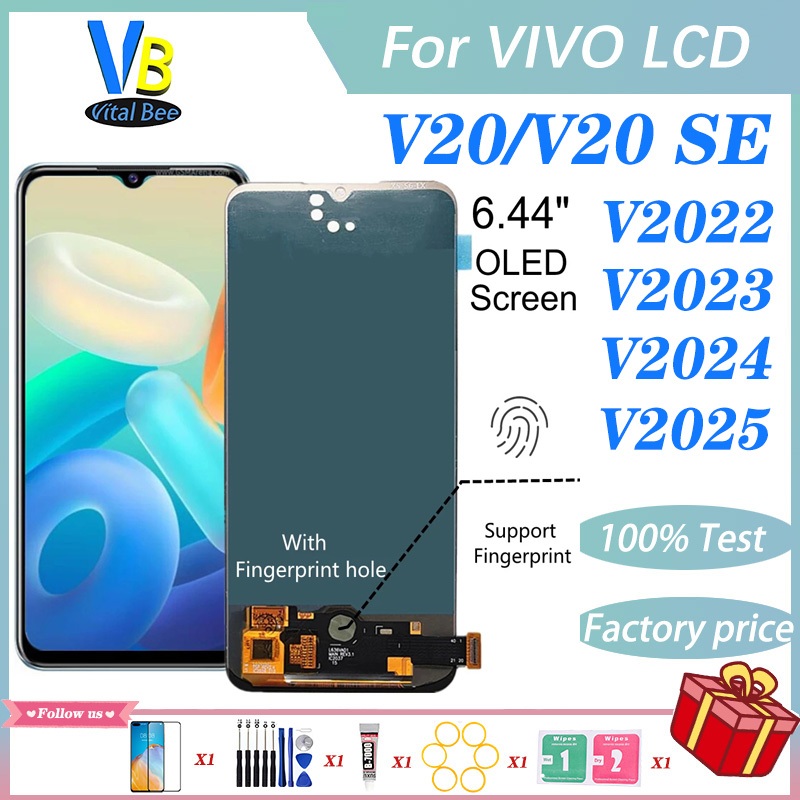 Oled อะไหล่หน้าจอสัมผัส LCD 100% คุณภาพสูง แบบเปลี่ยน สําหรับ VIVO V20 ...