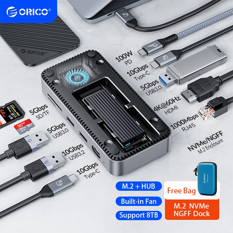 Orico SSD Enclosure M.2 NVMe/NGFF Docking Station USB C Type C พร้อมพัด ...