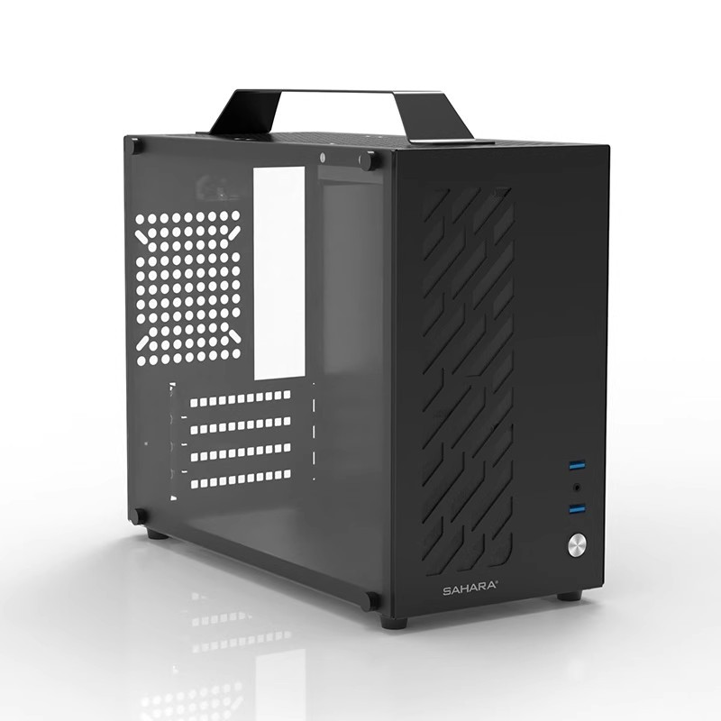 MATX Mini ITX เคสคอมพิวเตอร์ตั้งโต๊ะ Dual USB ATX พาวเวอร์ซัพพลาย ITX แบบพกพา มินิเดสก์ท็อป ตา ...