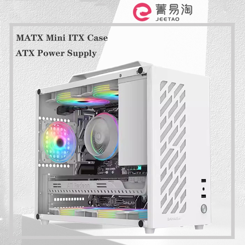 MATX Mini ITX เคสคอมพิวเตอร์ตั้งโต๊ะ Dual USB ATX พาวเวอร์ซัพพลาย ITX แบบพกพา มินิเดสก์ท็อป ตา ...