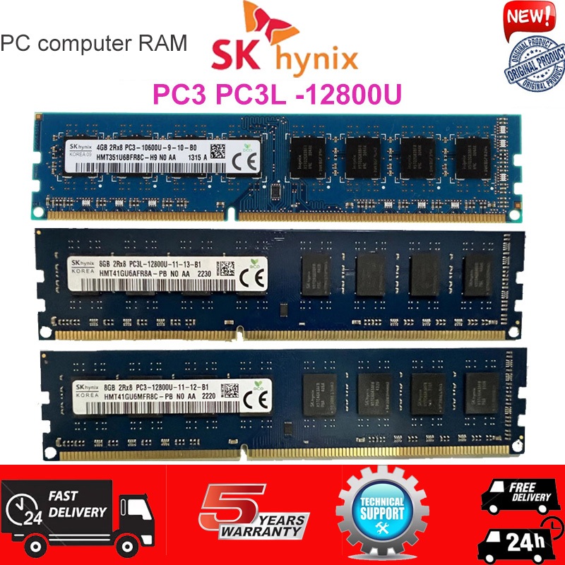 Sk Hynix แรมหน่วยความจําเดสก์ท็อป DDR3 4GB 8GB 1333MHz 1600MHz 2RX8 PC3-12800U DIMM PC3 | Shopee ...