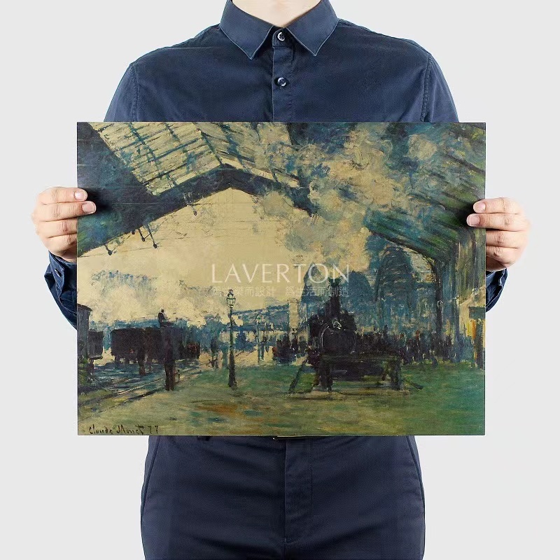 โปสเตอร์กระดาษคราฟท์ ลายภาพวาดสีน้ํามัน Monet Van Gogh Picasso ขนาด 47x36 ซม. สไตล์เรโทร สําหรับ ...