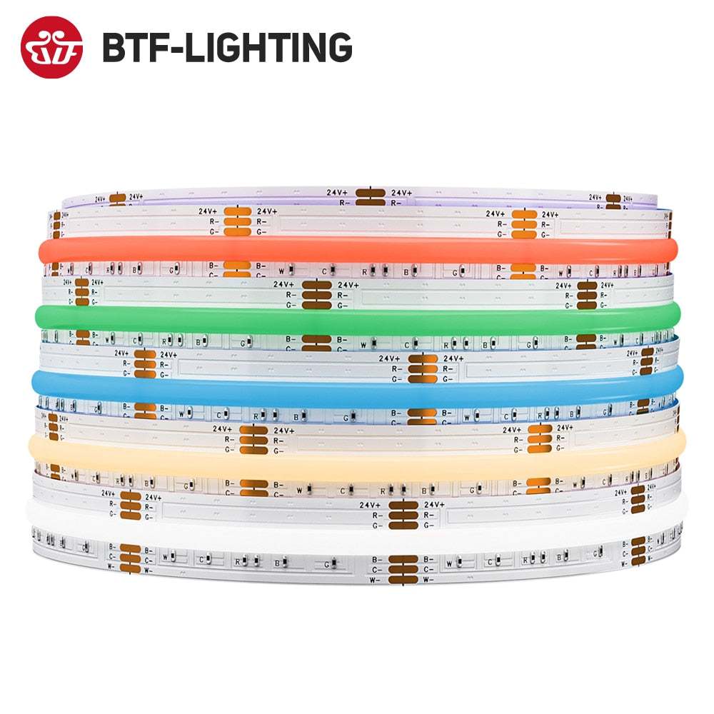 BTF-LIGHTING RGBCCT 960LEDs/m COB แถบไฟ LED 6Pins 12mm DC24V RA90 หรี่ ...