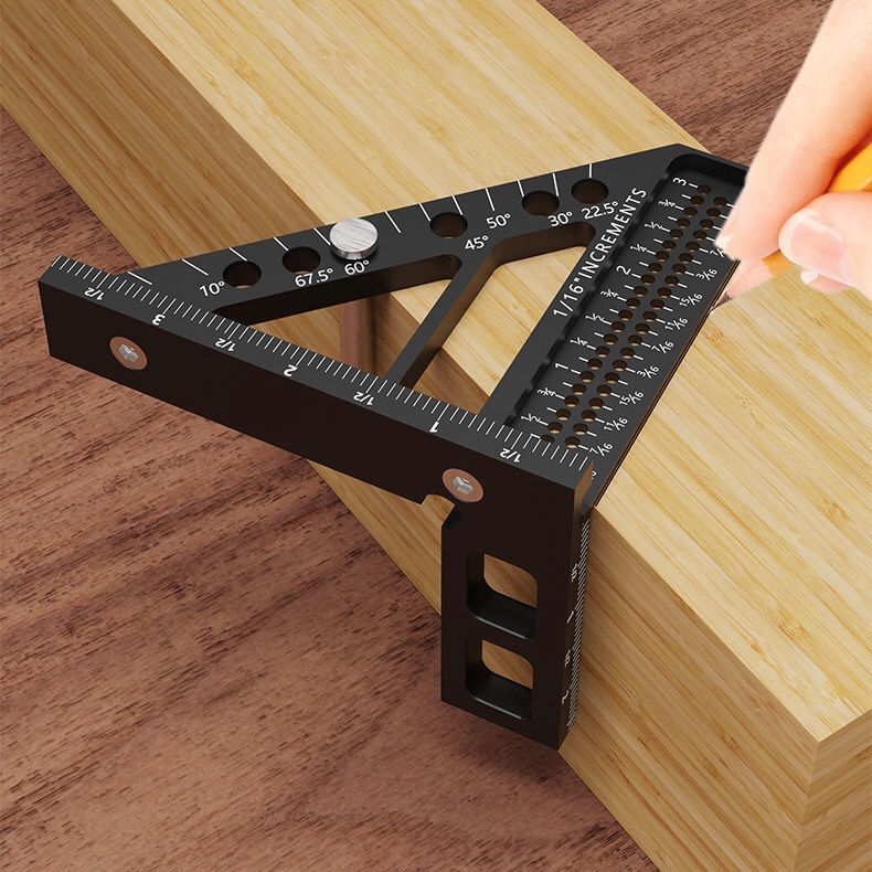 Upgraded Carpenter Square Aluminum Miter Triangle Ruler Precision Hole ...