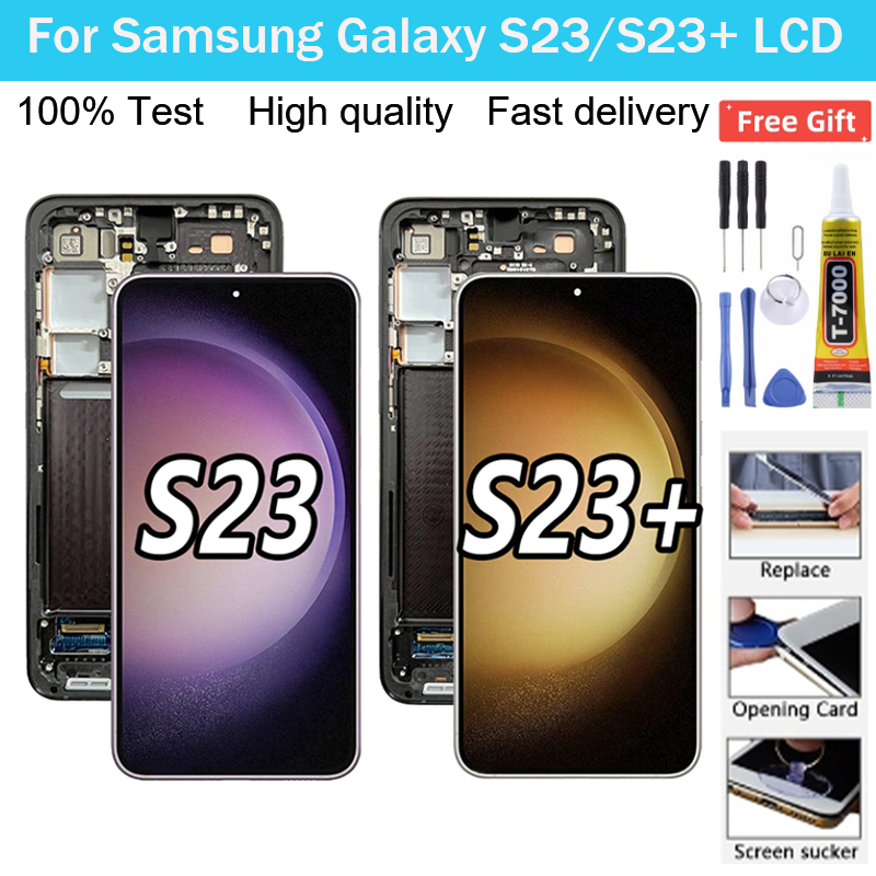 หน้าจอสัมผัสดิจิทัล lCD สําหรับ Samsung Galaxy S23 S23 Plus SM-S911B SM-S911B DS SM-S911U SM ...