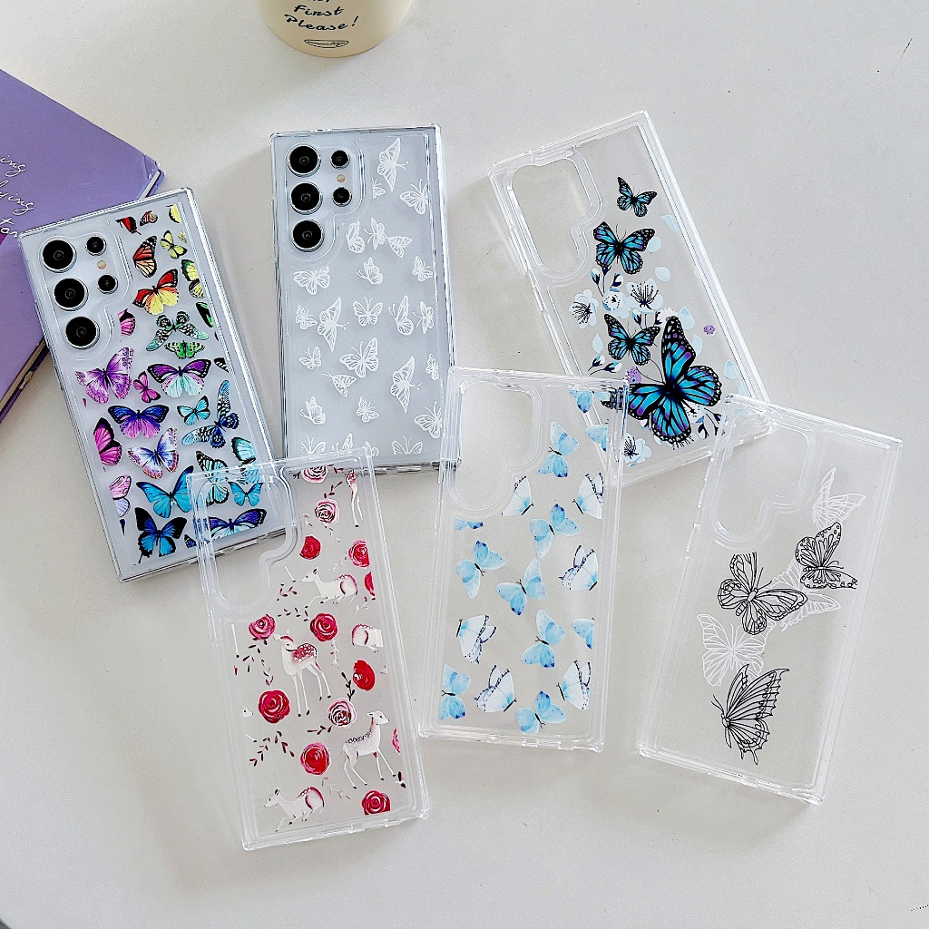 สี ผีเสื้อ ดอกไม้ เคส Samsung Galaxy S24 Ultra S23 Ultra S23 FE S24 ...