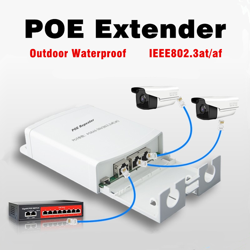 Poe Extender กันน้ํากลางแจ้ง 200 ม. Extension 1 ใน 2 เอาต์พุต POE Repeater IEEE802.3at/af ...