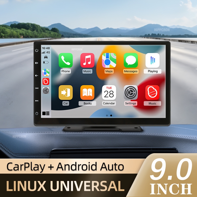 9 นิ้ว CarPlay Android Auto รถวิทยุเครื่องเล่นวิดีโอมัลติมีเดีย IPS หน้าจอสัมผัสอินพุต AUX ...