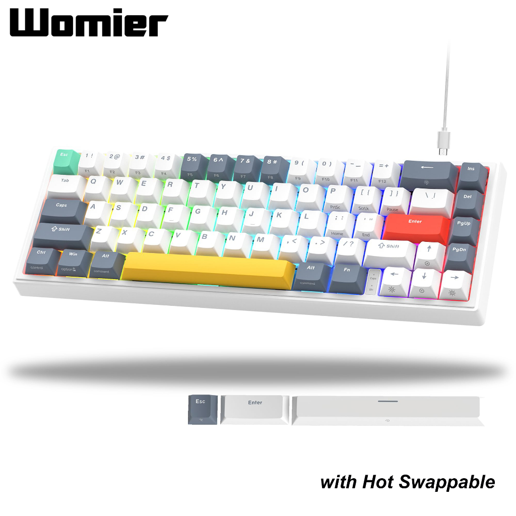Womier คีย์บอร์ดเล่นเกม แบบใช้สาย มีไฟแบ็คไลท์ LED สําหรับคอมพิวเตอร์ ...