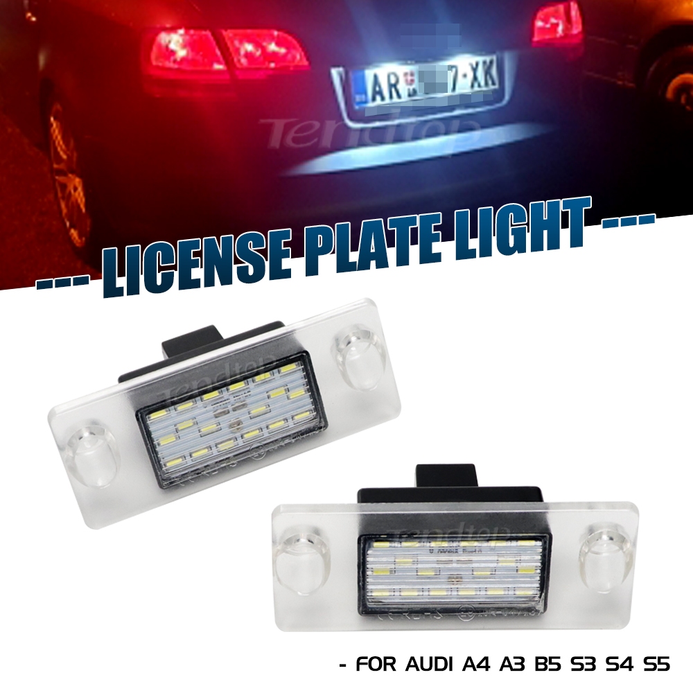 2 ชิ้น ไฟส่องป้ายทะเบียนรถยนต์ป้ายโคมไฟสําหรับ Audi A4 B5 S5 A3 S3 ...