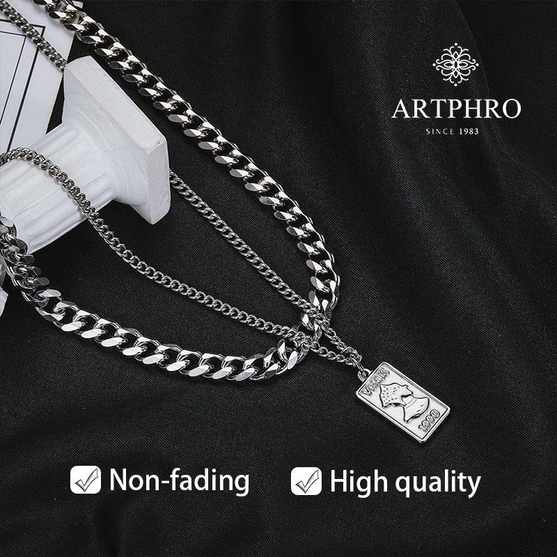 Artphro สร้อยคอสองชั้น Cuban สําหรับผู้ชายและผู้หญิง | Shopee Thailand
