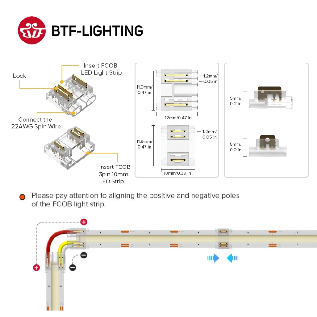 BTF-LIGHTING แถบไฟเชื่อมต่อ FCOB LED 3PIN 10 มม. ไม่ต้องเชื่อม สําหรับแถบไฟ FCOB 3PIN | Shopee ...