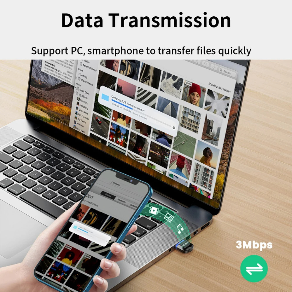 อะแดปเตอร์รับสัญญาณเสียงเพลง USB บลูทูธ 5.4 สําหรับเมาส์ไร้สาย PC ...