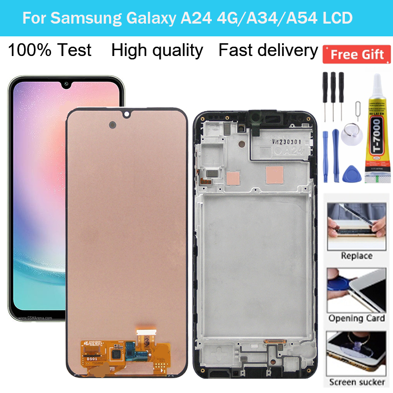 อะไหล่หน้าจอสัมผัส LCD พร้อมกรอบ สําหรับ SAMSUNG Galaxy A24 4G A34 A54 ...