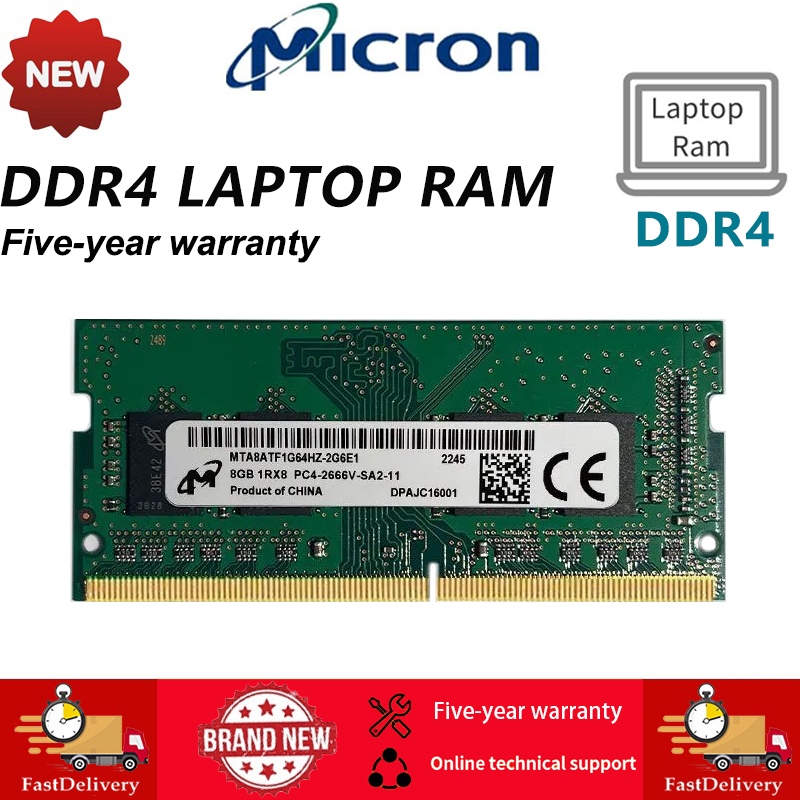 แรมหน่วยความจําแล็ปท็อป Micron DDR4 4GB 8GB 16GB 2400 2133 2666 3200Mhz PC4-2400T SODIMM ...