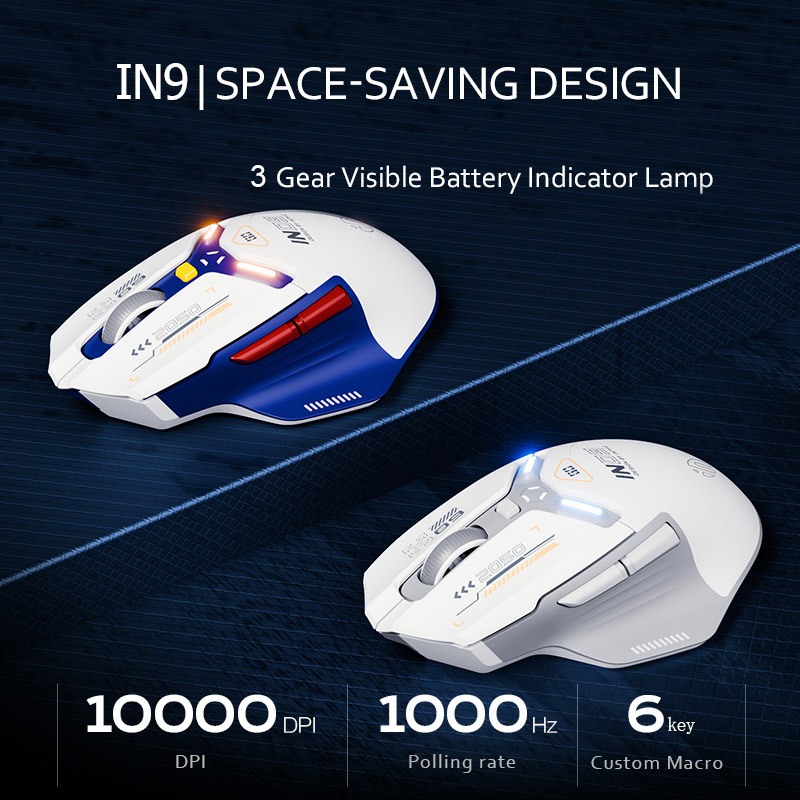 Inphic IN9 เมาส์ออปติคอลเล่นเกม แบบใช้สาย และไร้สาย มีไฟ RGB 10000DPI 6 ...