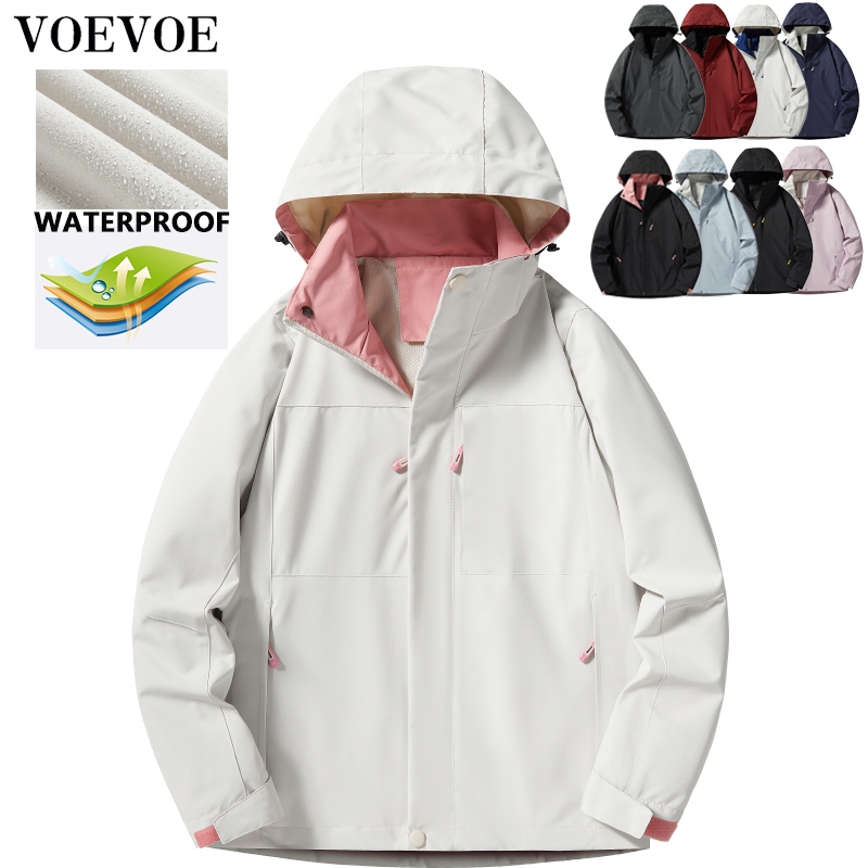Voevoe เสื้อแจ็กเก็ต มีฮู้ด กันน้ํา กันลม ถอดออกได้ สําหรับคู่รัก | Shopee Thailand