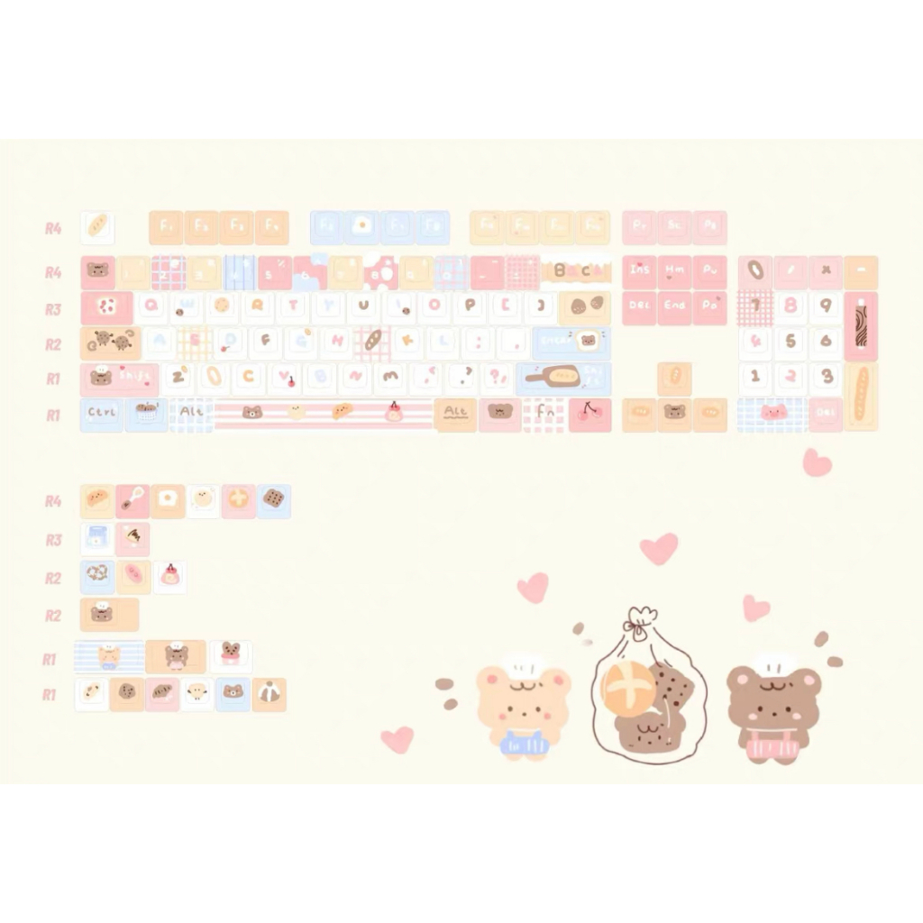 123/142 คีย์ ไดอารี่เบเกอรี่ Keycaps ROA/Cherry ความสูง PBT วัสดุ ...
