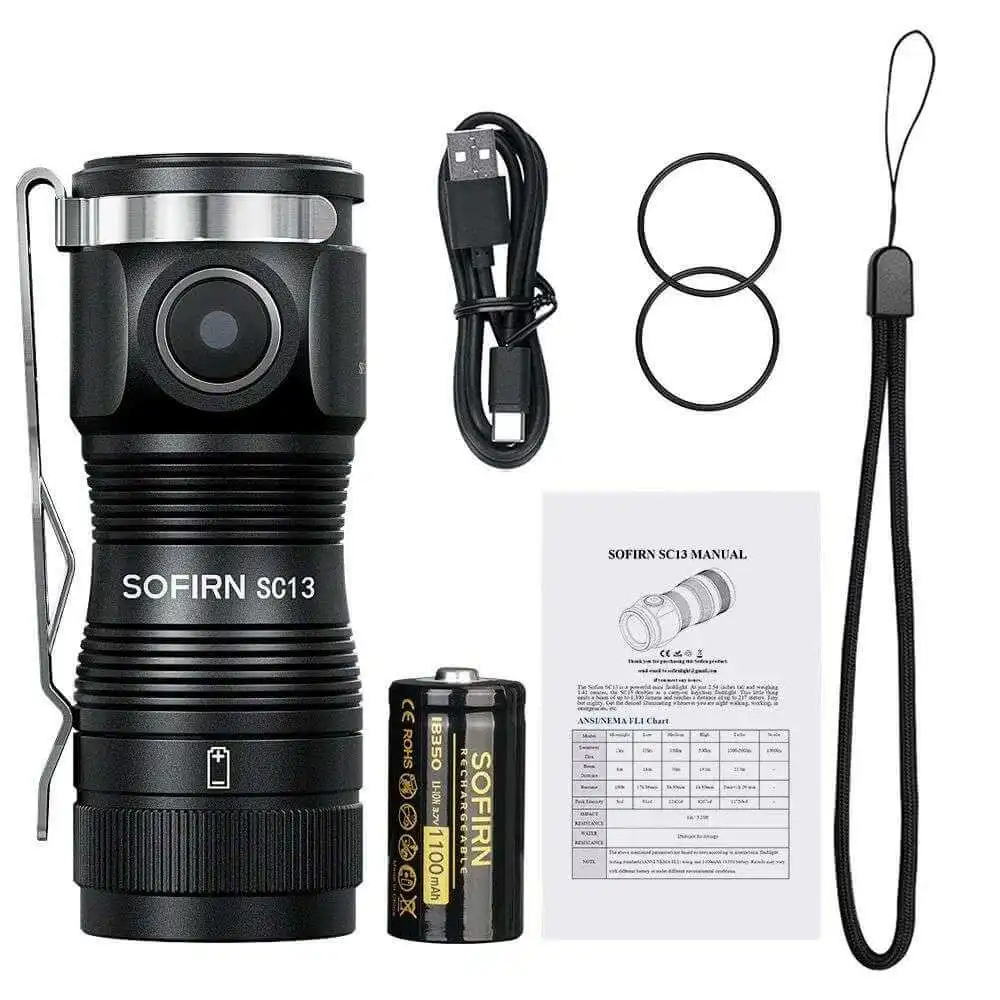 Sofirn SC13 พวงกุญแจไฟฉาย USB C 1300 Lumens ขนาดเล็ก น้ําหนักเบา ...