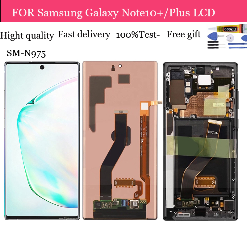 Oled หน้าจอสัมผัส LCD พร้อมกรอบ แบบเปลี่ยน สําหรับ SAMSUNG Galaxy Note10+ Note10 Plus SM-N975F ...