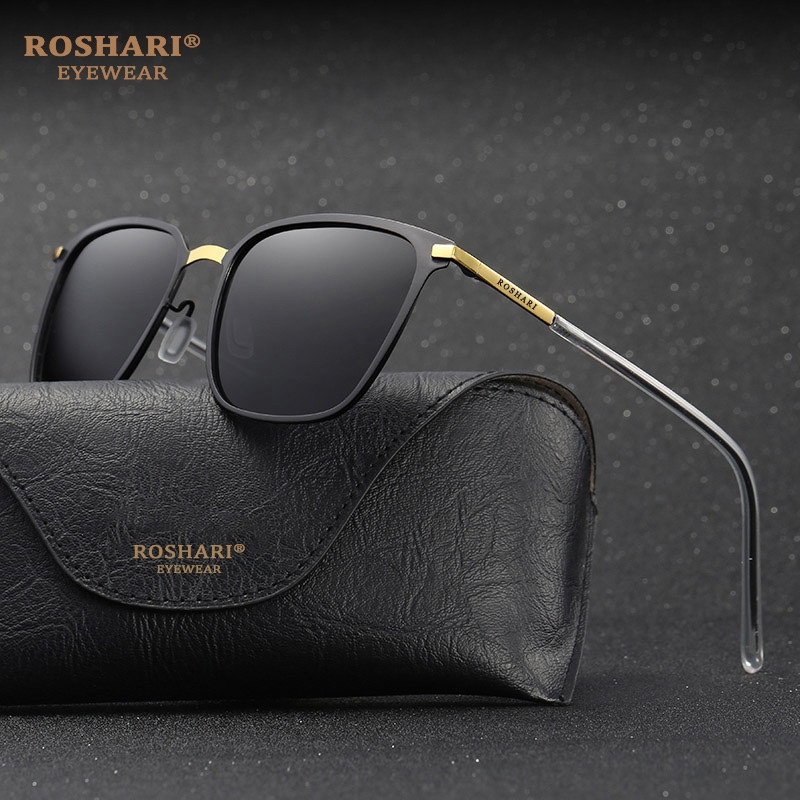 RoShari R001 ของแท้ แว่นตากันแดด เลนส์โพลาไรซ์ กรอบโลหะ ทรงสี่เหลี่ยม กัน UV400 สําหรับผู้ชาย ...