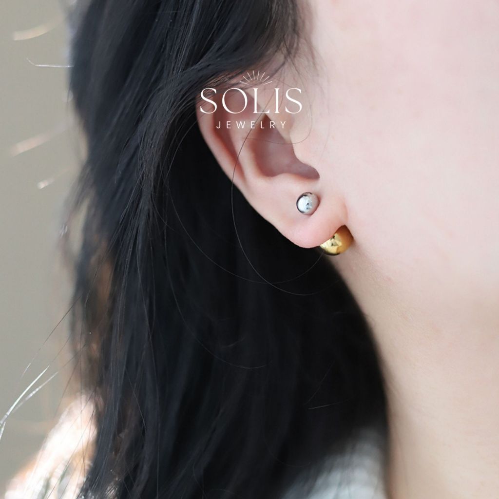 ทองเงินดูโอ้คัลเลอร์ ต่างหู* ชุบทอง 18K สแตนเลสไทเทเนียม 316L เครื่องประดับกันน้ำแพ้ง่าย *ต่างหู ...