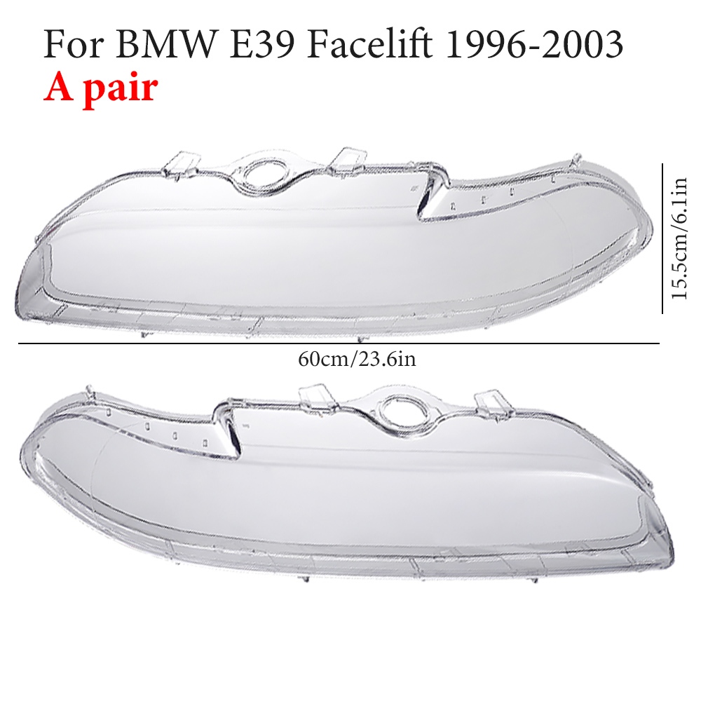 2X ฝาครอบไฟหน้า Shell ไฟหน้าเลนส์กระจกไฟหน้าเลนส์สําหรับ BMW E39 ...