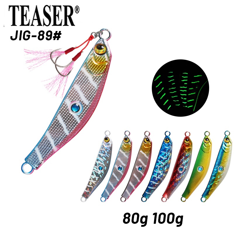 TEASER【J89】80g 100g 150g 200g ช้าโลหะ Jigging Lure Shore Casting Jig ...