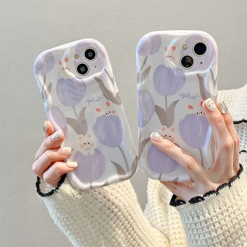 เคสโทรศัพท์มือถือ ซิลิโคน ลายกระต่าย ดอกทิวลิป สีม่วง สําหรับ VIVO ...