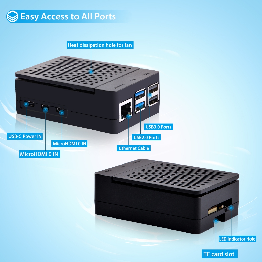 เคส 52Pi ปรับได้ สําหรับ Raspberry Pi 5 with Armor Lite V5 Raspberry Pi ...