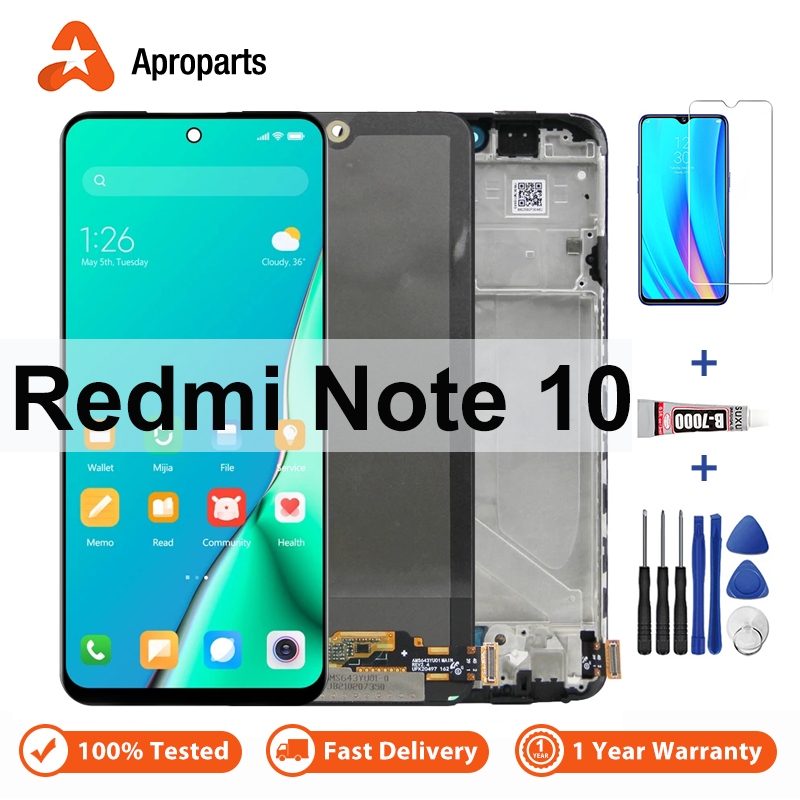 หน้าจอแสดงผลสัมผัสดิจิทัล LCD พร้อมกรอบ สําหรับ Xiaomi Redmi Note 10 ...
