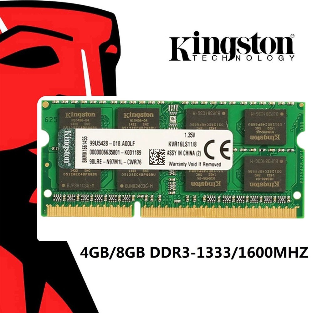 Kingston ของแท้ หน่วยความจําโน้ตบุ๊ก DDR3 SO-DIMM-Ram-4gb-Ddr3L-8gb-1600mhz-1066mhz 204pins -1 ...