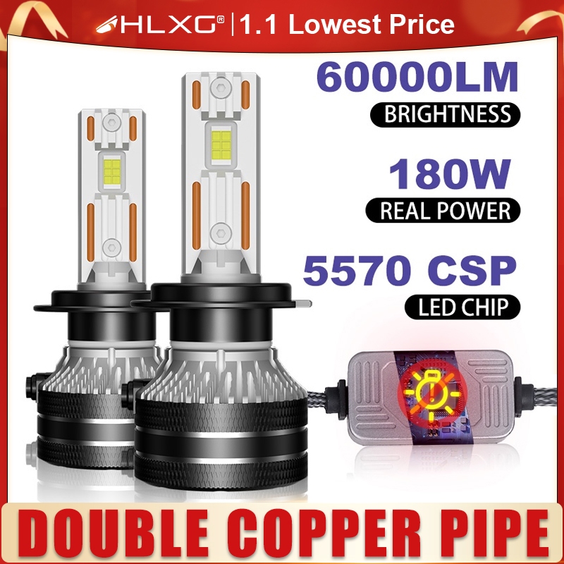 HLXG 2ชิ้น H11 H7 H4 ไฟตัดหมอกเทอร์โบ LED Canbus ไฟหน้า H1 HB3 HB4 9005 9006 Hir2 9012 H8 H9 PTF ...