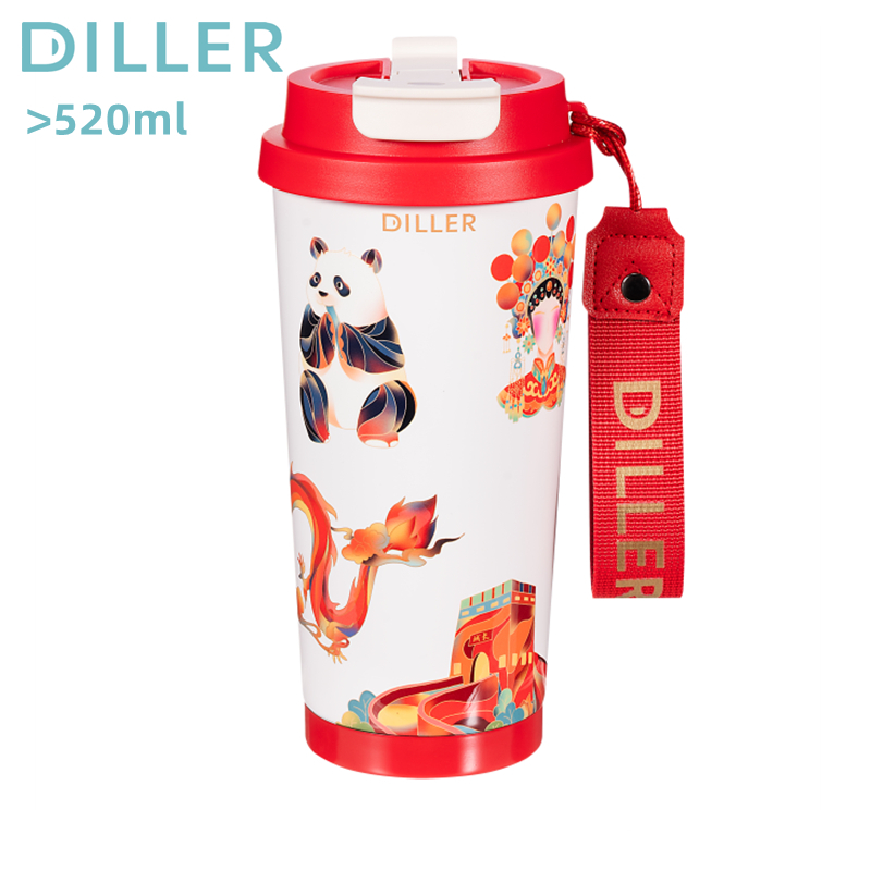 Diller Tumbler Thermos Mug เชือกเซรามิคกาแฟ Spout ฟางขวดน้ําดื่ม 520ml MLH9177 | Shopee Thailand