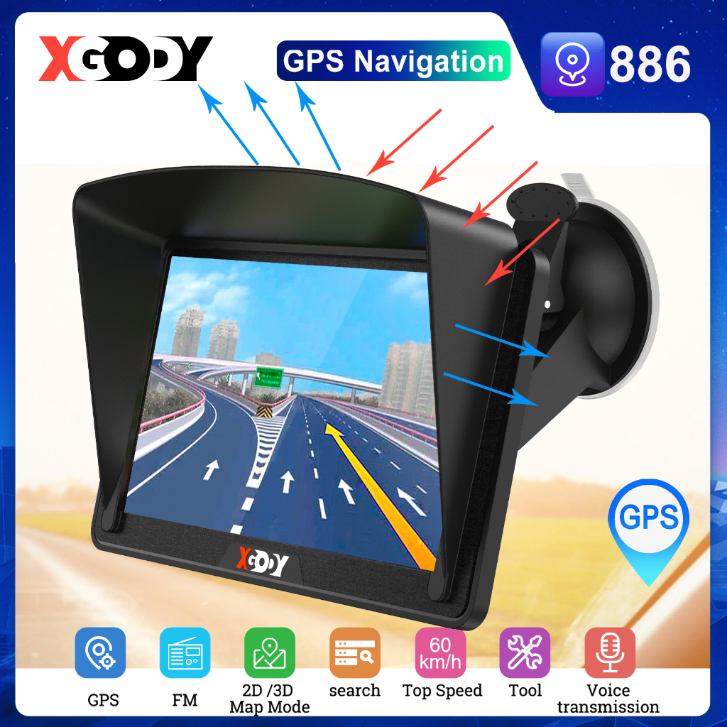 XGODY 886 ใหม่ล่าสุดฟรีแผนที่ 7 นิ้ว Touch Screen GPS นำทางสำหรับ ...