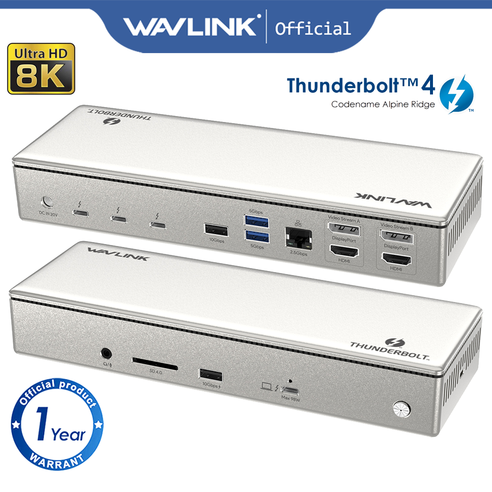 Wavlink 15-in-1Thunderbolt แท่นชาร์จแล็ปท็อป 4 Quad 40Gbps 98W 8K Quad 4K | Shopee Thailand