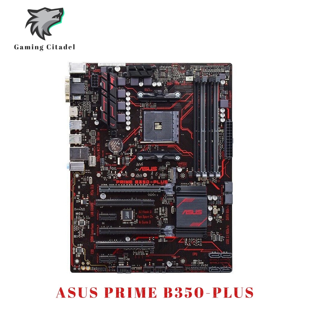 เมนบอร์ด ASUS PRIME B350-PLUS ATX AMD B350 AM4 DDR4 SATA3 M.2 HDMI DVI ...
