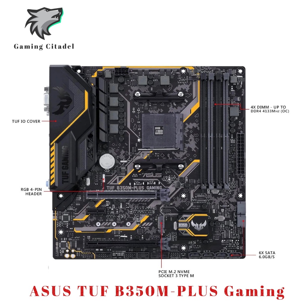 เมนบอร์ด ASUS PRIME B350-PLUS ATX AMD B350 AM4 DDR4 SATA3 M.2 HDMI DVI-D VGA Con | Shopee Thailand