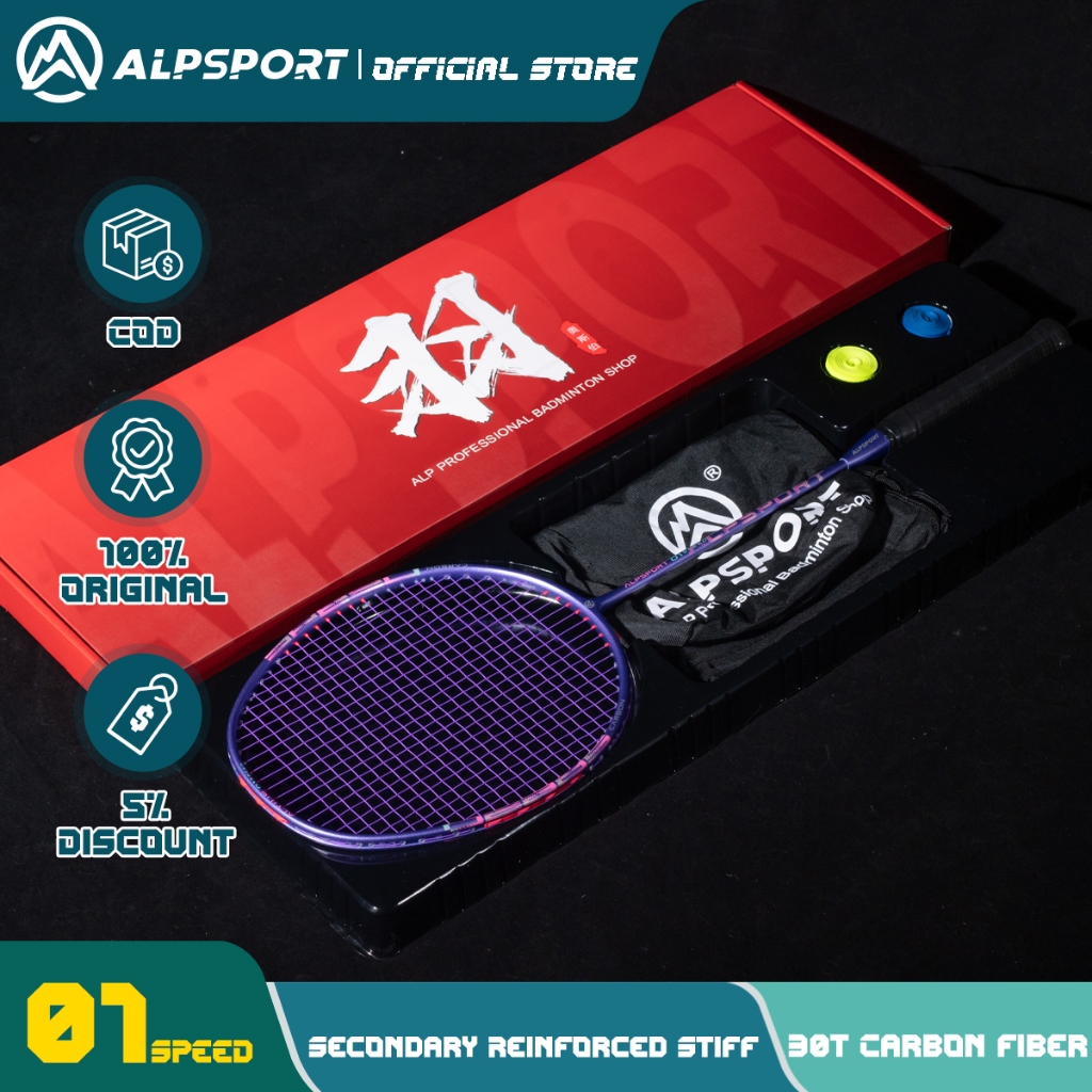 【ใหม่】ALPSPORT ไม้แบดมินตัน 01 Speed 4U G5 Max30LBS 100% แบบมืออาชีพ สี ...