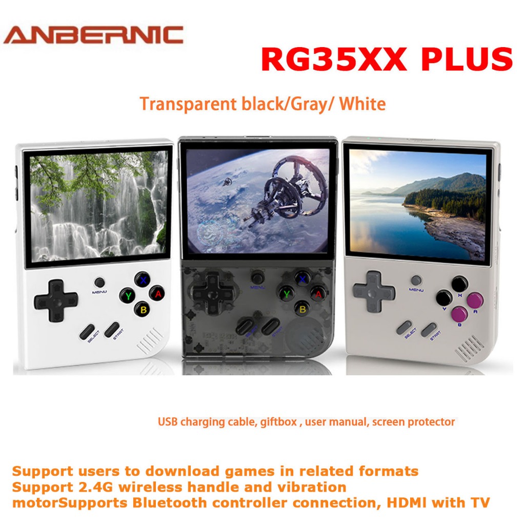 Anbernic RG35XX PLUS เกมคอนโซล หน้าจอ 3.5 นิ้ว ระบบ Linux 64G 128G ช่องเสียบการ์ดคู่ รองรับ psp ...