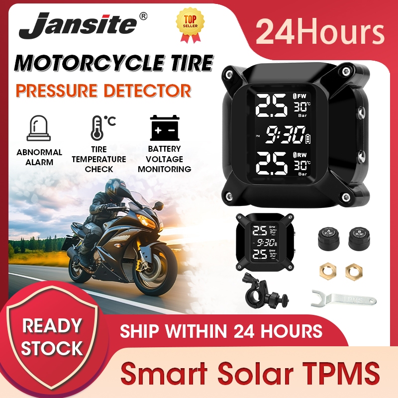 Jansite เครื่องวัดความดันลมยางรถจักรยานยนต์ และระบบเตือนภัย TPMS พร้อม ...