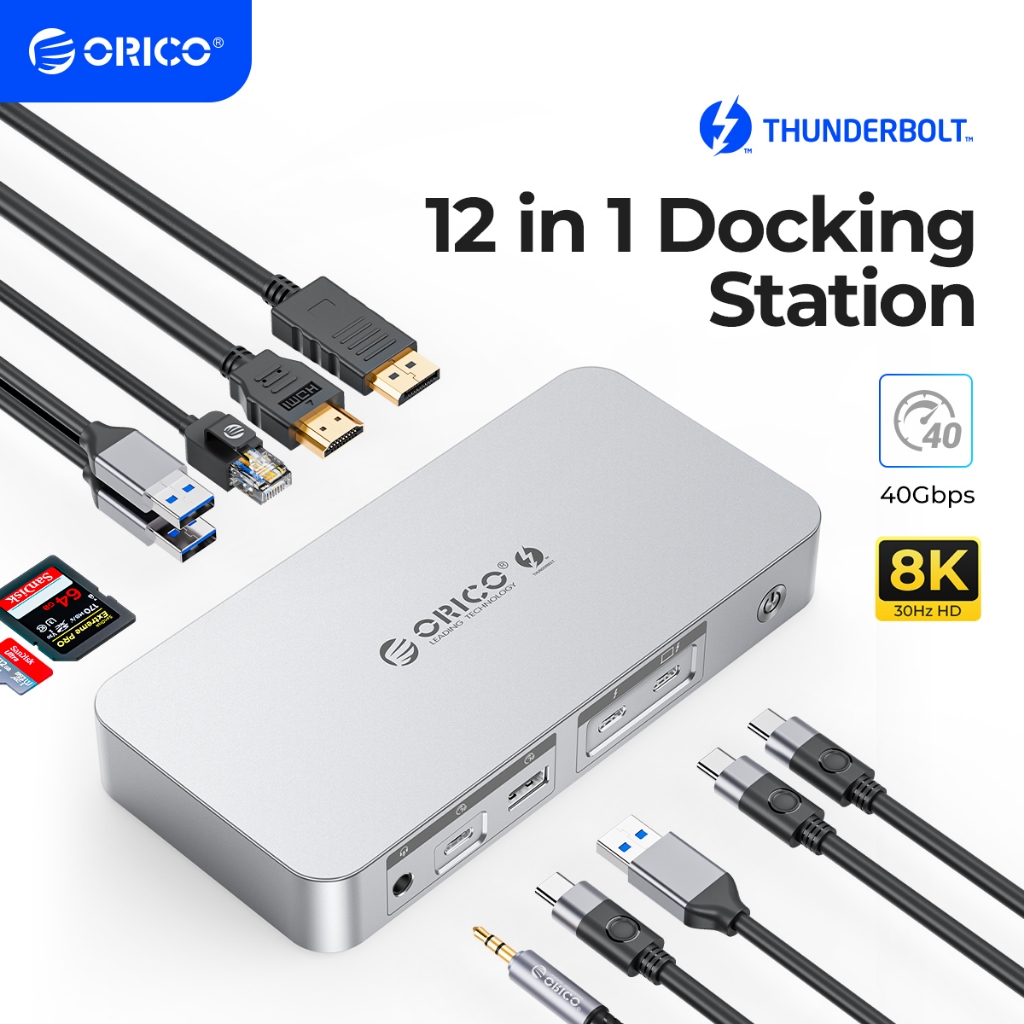 Orico MacBook Thunderbolt 4 Docking Station DP1.4 USB C Hub อะแดปเตอร์ ...