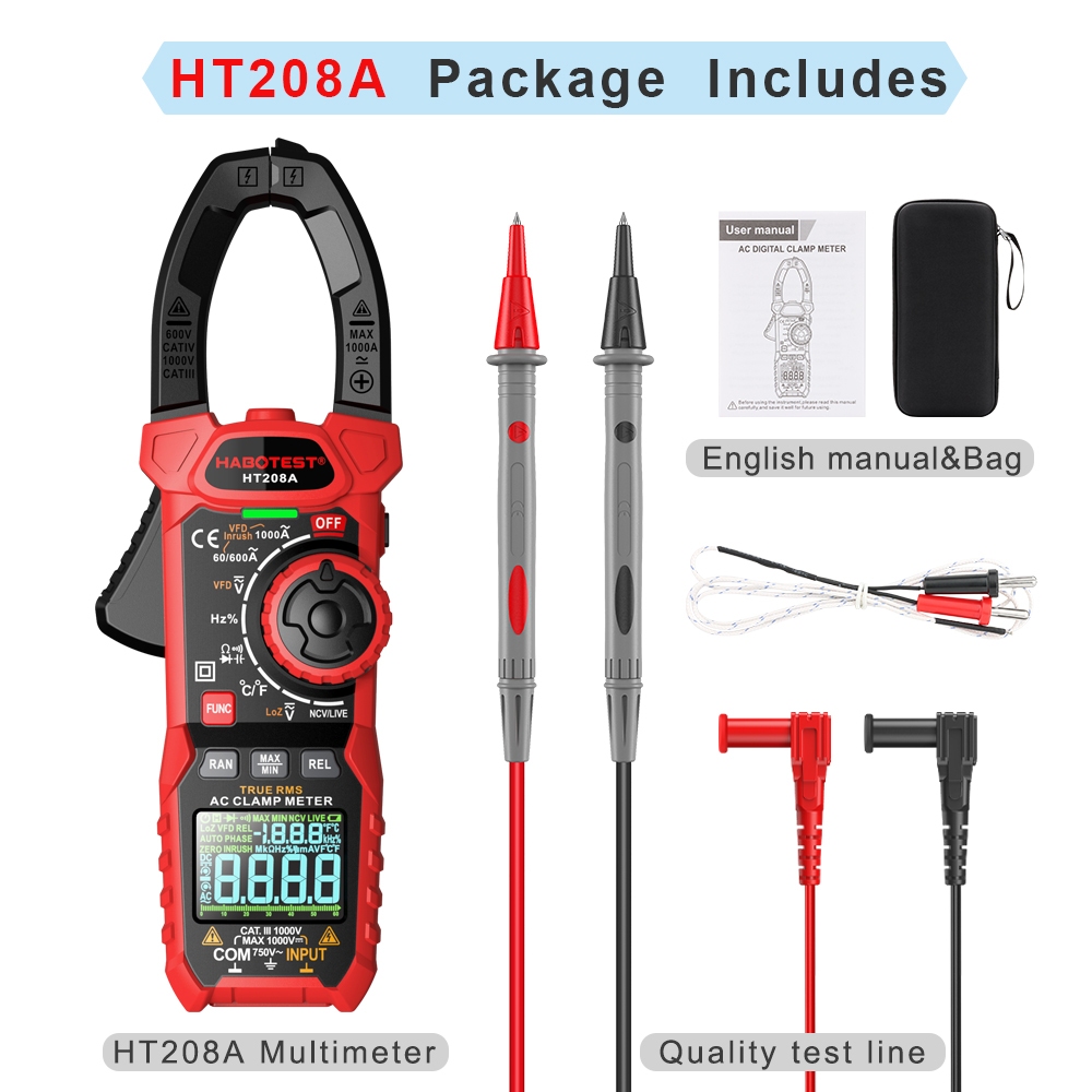 【จัดส่งจากกรุงเทพ】HABOTEST HT208 HT206 เครื่องวัดแรงดันไฟฟ้าดิจิทัล ...