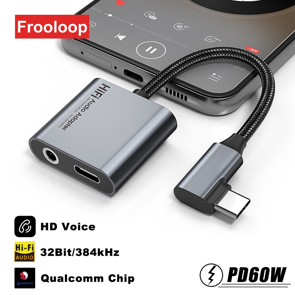 อะแดปเตอร์แจ็ค 32 Bit 384kHz HiFi DAC USB C เป็น 3.5 มม. พร้อมตัวแปลงเสียง AUX PD 60W Type C ...